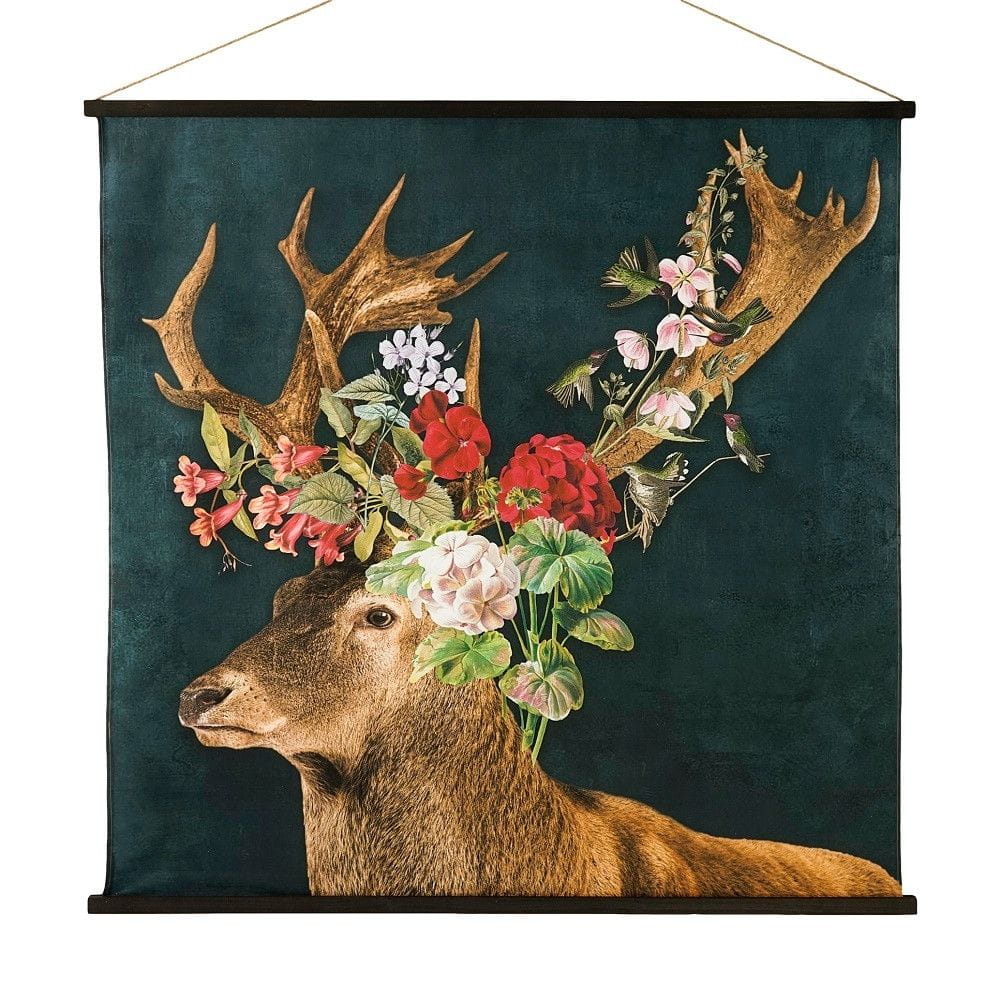 Werner Voß Kakemono Hirsch m. Blumen | Garten von Ehren